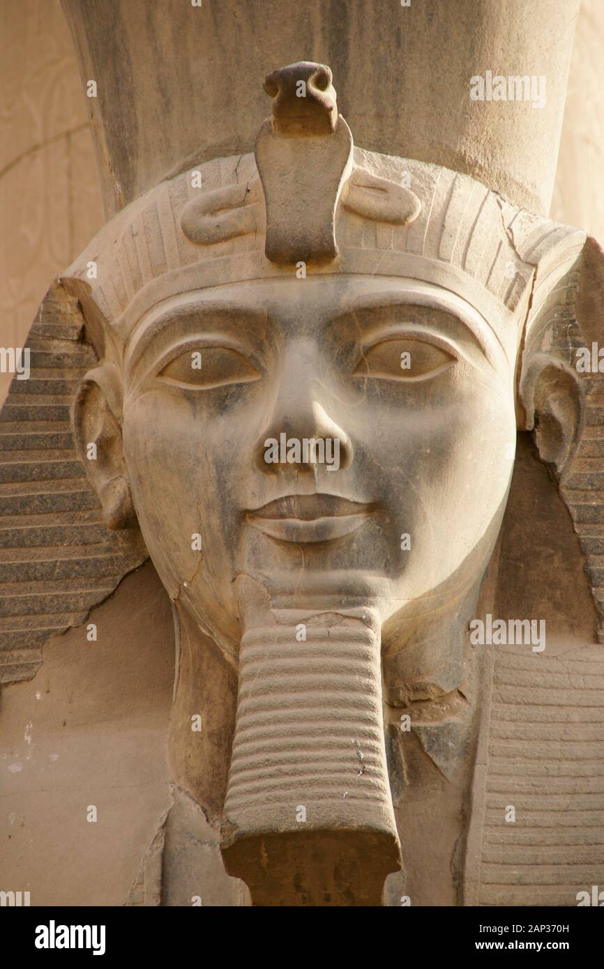 Temple of Luxor - beautifully preserved mask, statue or sculpture of ...