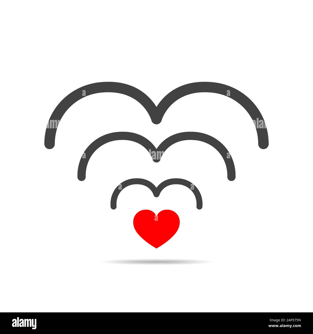 Wi-fi love symbol. Romantic Wi-Fi heart icon. Vector illustration ...