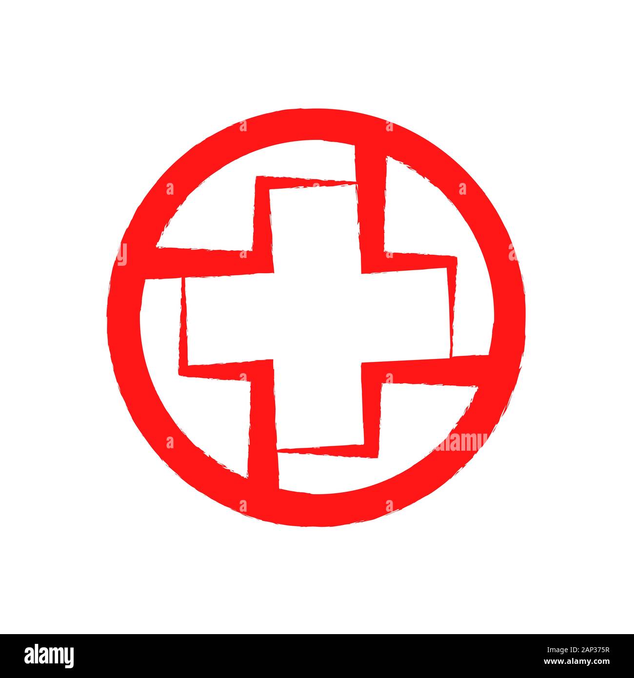 Abstract medicine icon with cross in flat style. Vector illustration ...