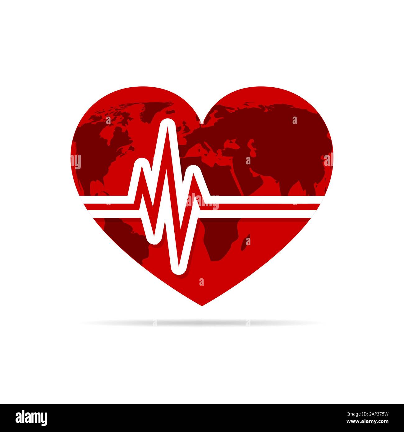 Heart heartbeat symbol world map hi-res stock photography and images ...