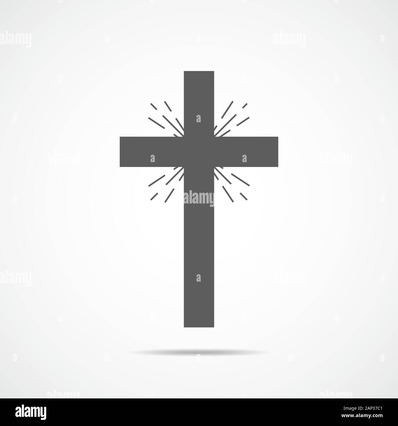 Gray Christian cross icon. Simple Christian cross on light background ...