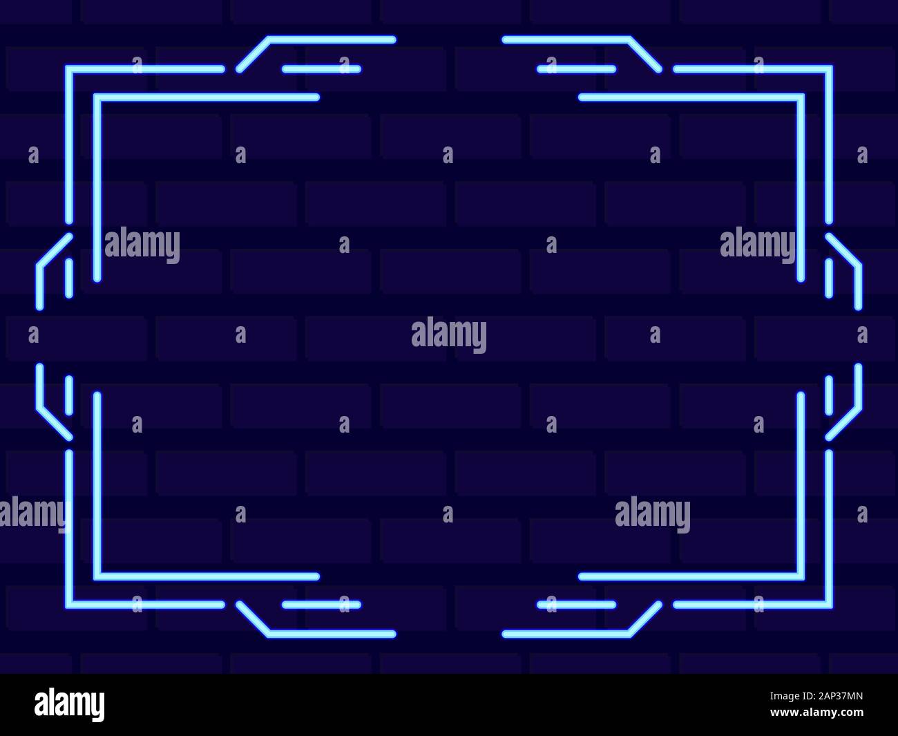 Neon art deco frame. The effect of a neon lamp. Vintage linear border ...