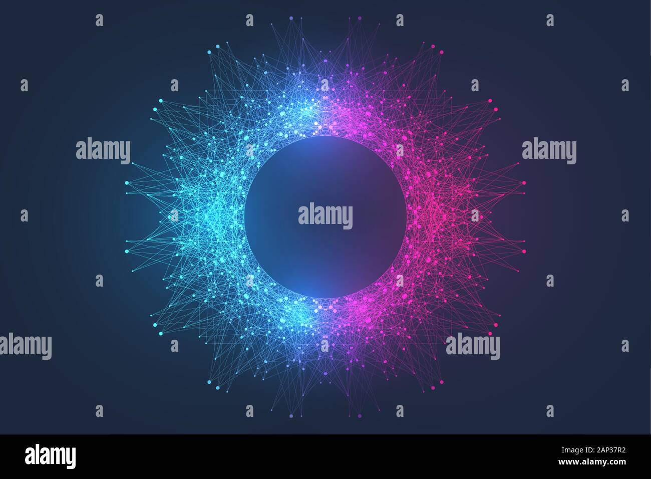 Scientific vector illustration quantum computer technology. Plexus ...
