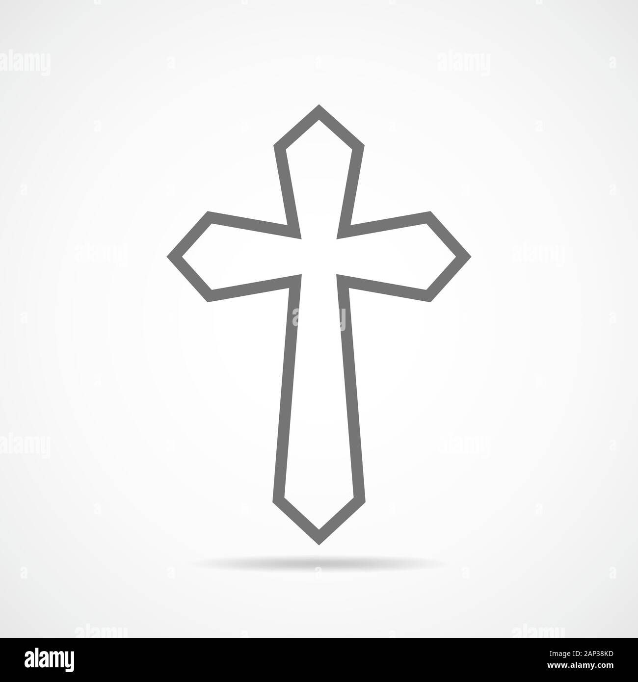 Gray Christian cross icon. Simple Christian cross on light background ...