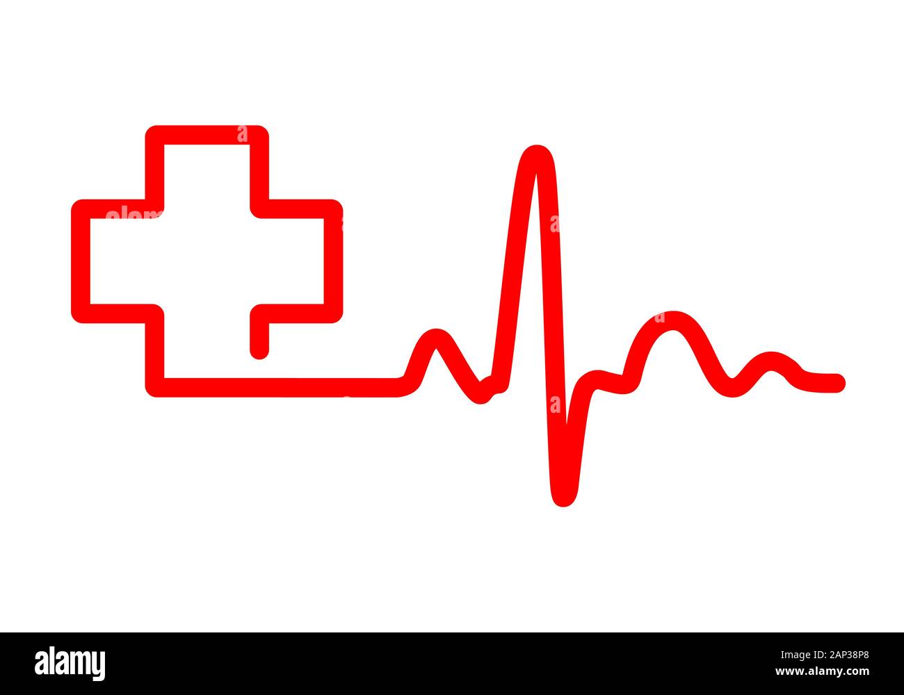 Red heartbeat sign with medical cross. Vector illustration. Medical ...