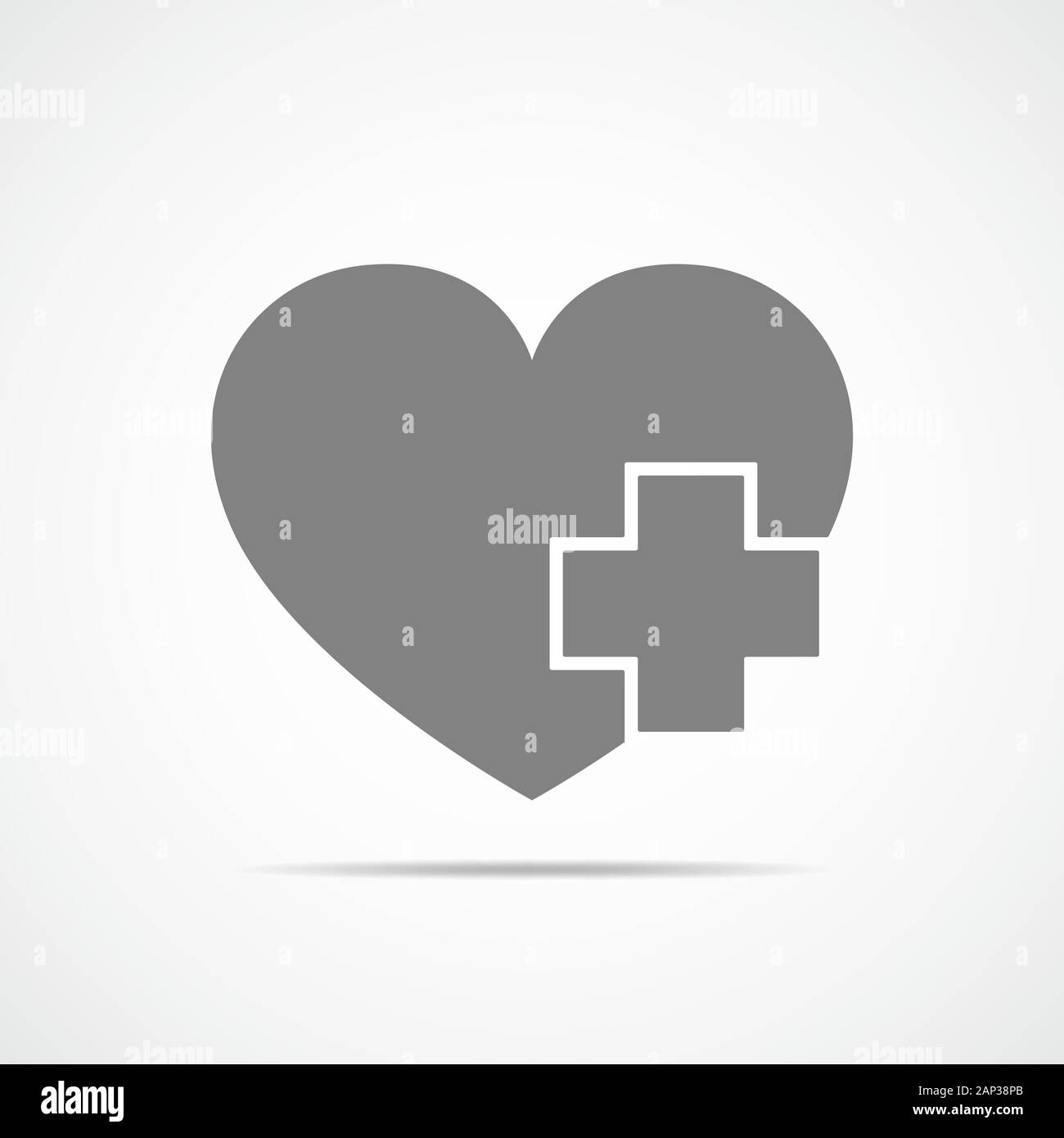 Medical cross and heart in flat design. Gray symbol of the medicine ...