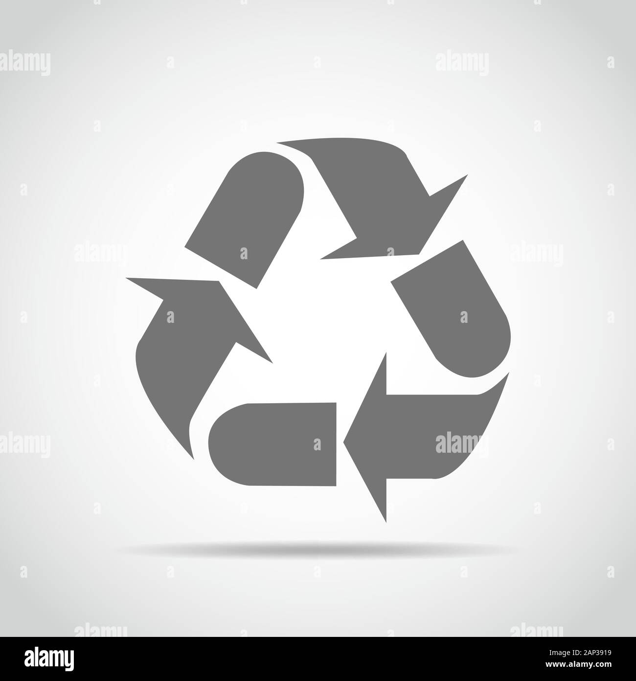Recycle sign. Vector illustration. Gray recycle sign isolated on light ...