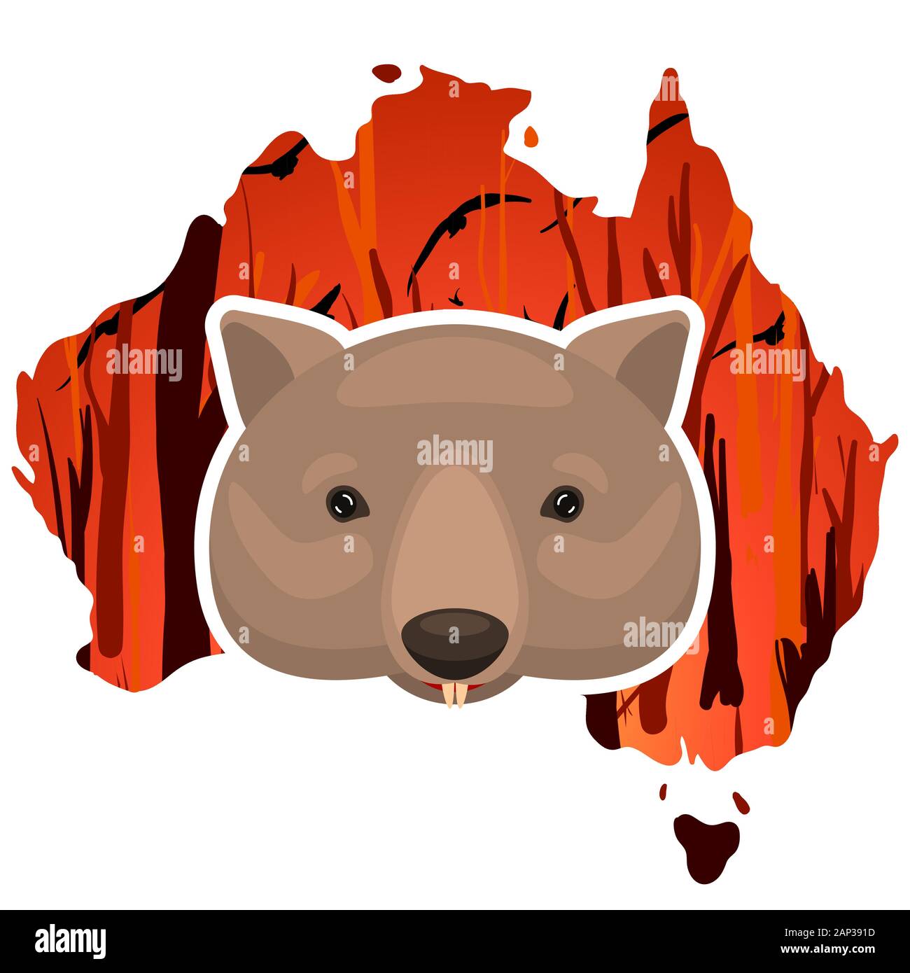 weeping wombat icon on a Australia map outline background with a ...