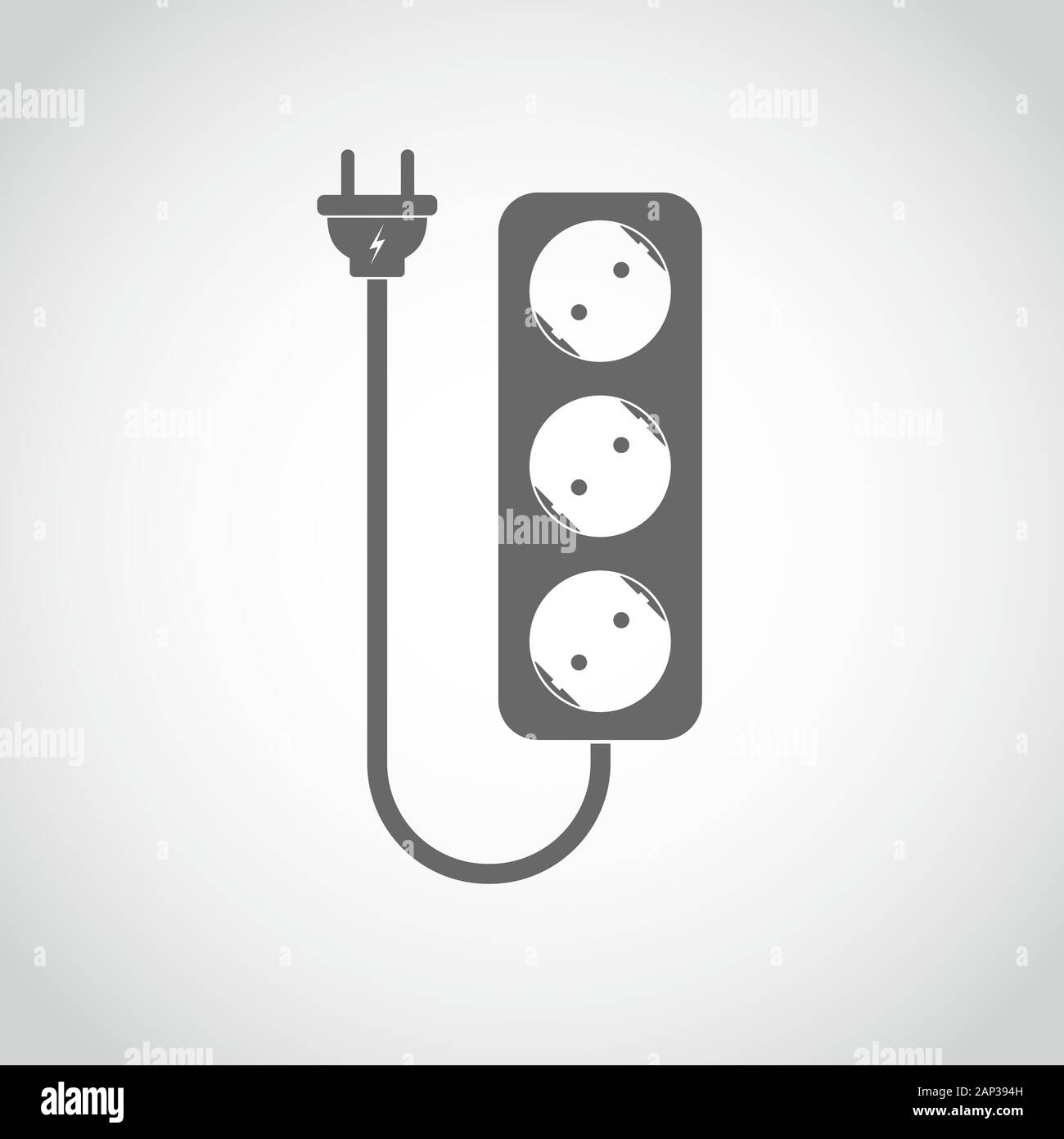 Power extension cord. Vector illustration. Simple gray extension cord ...