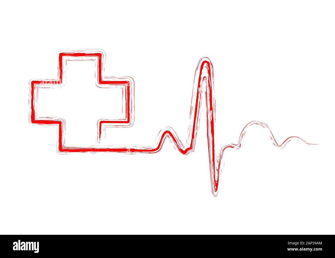 Red heartbeat sign with medical cross. Vector illustration. Medical ...