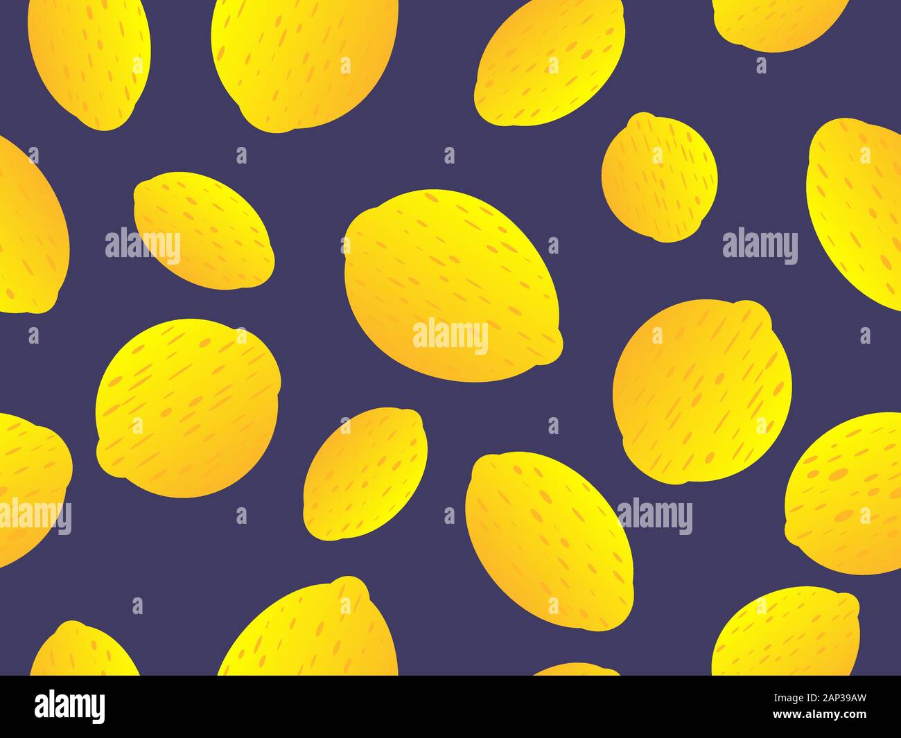 Lemon seamless pattern. Yellow gradient lemon on black background for ...