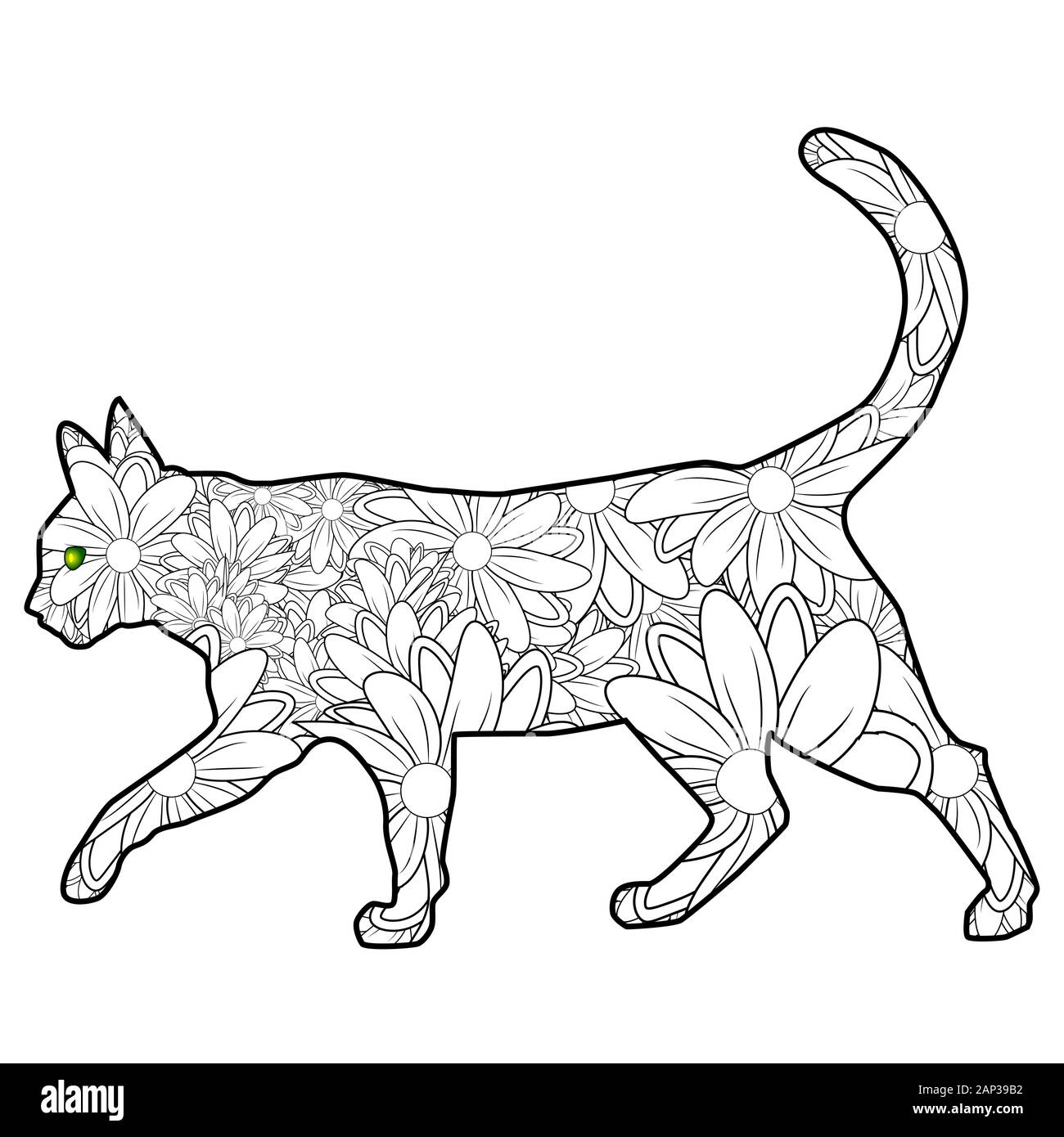 Zentangle Cat Coloring Pages Cat Coloring Page, Cat Mandala, Adult