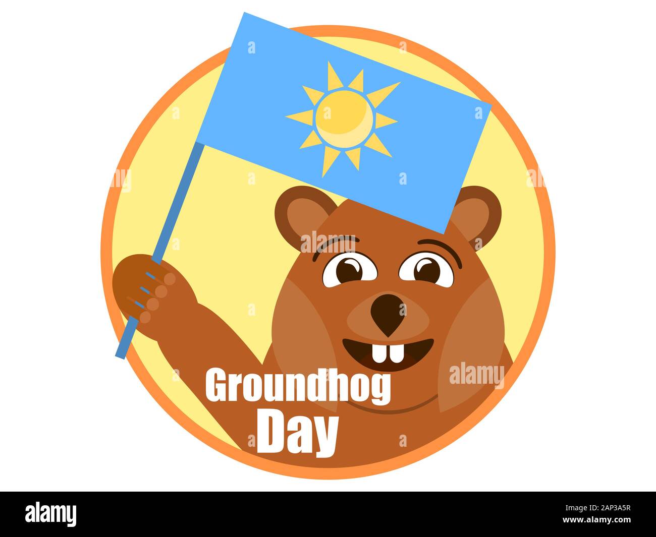 Groundhog Day. Predicts the arrival of spring. Festive banner groundhog ...