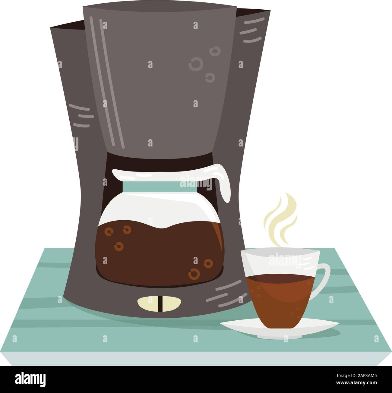 Flat vector coffee maker and a cup of coffee. Alternative methods of ...