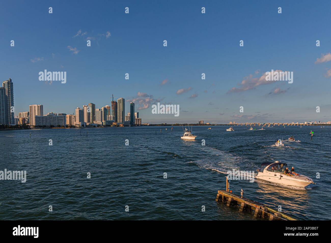 Boats Crossing Biscayne Bay Stock Photo - Alamy