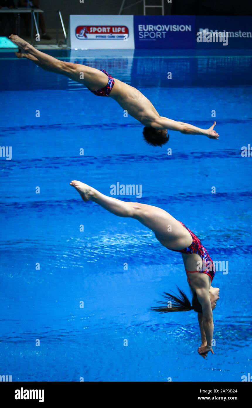 KYIV, UKRAINE - AUGUST 6, 2019: Michelle HEIMBERG and Jonathan SUCKOW ...