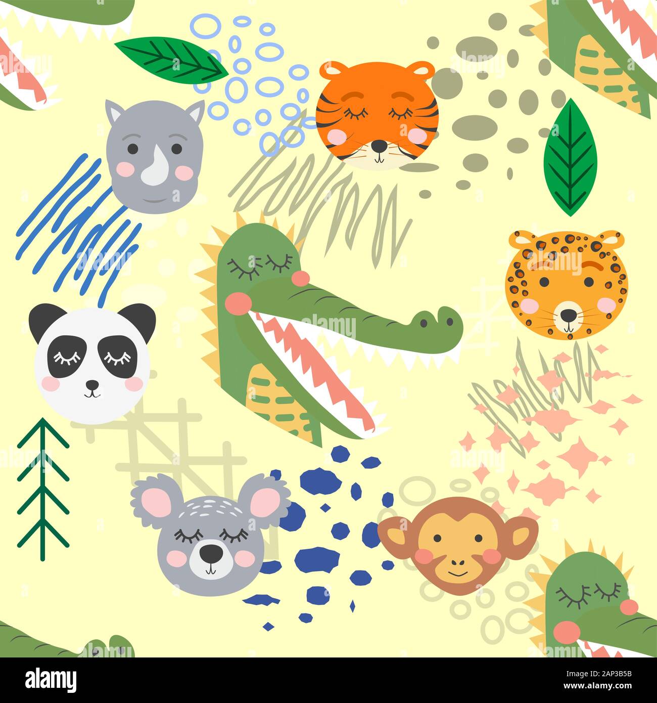 forest animal seamless pattern. hand drawn illustration Stock Vector ...