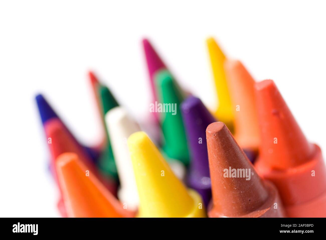 Close up shot of colorful crayons isolated on white background Stock ...