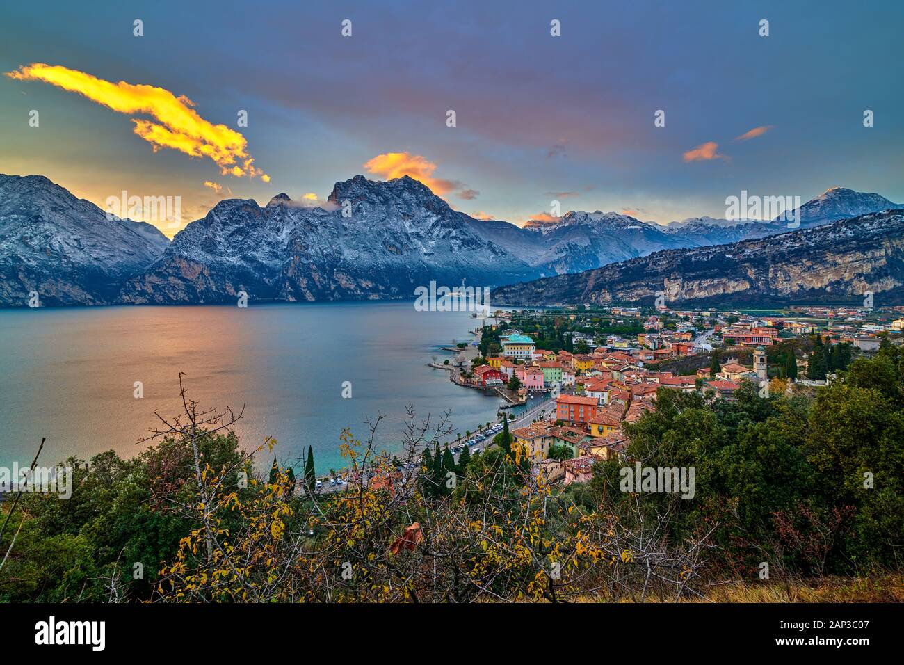 Beautiful Panorama in the Torbole a small town on Lake Garda in the ...