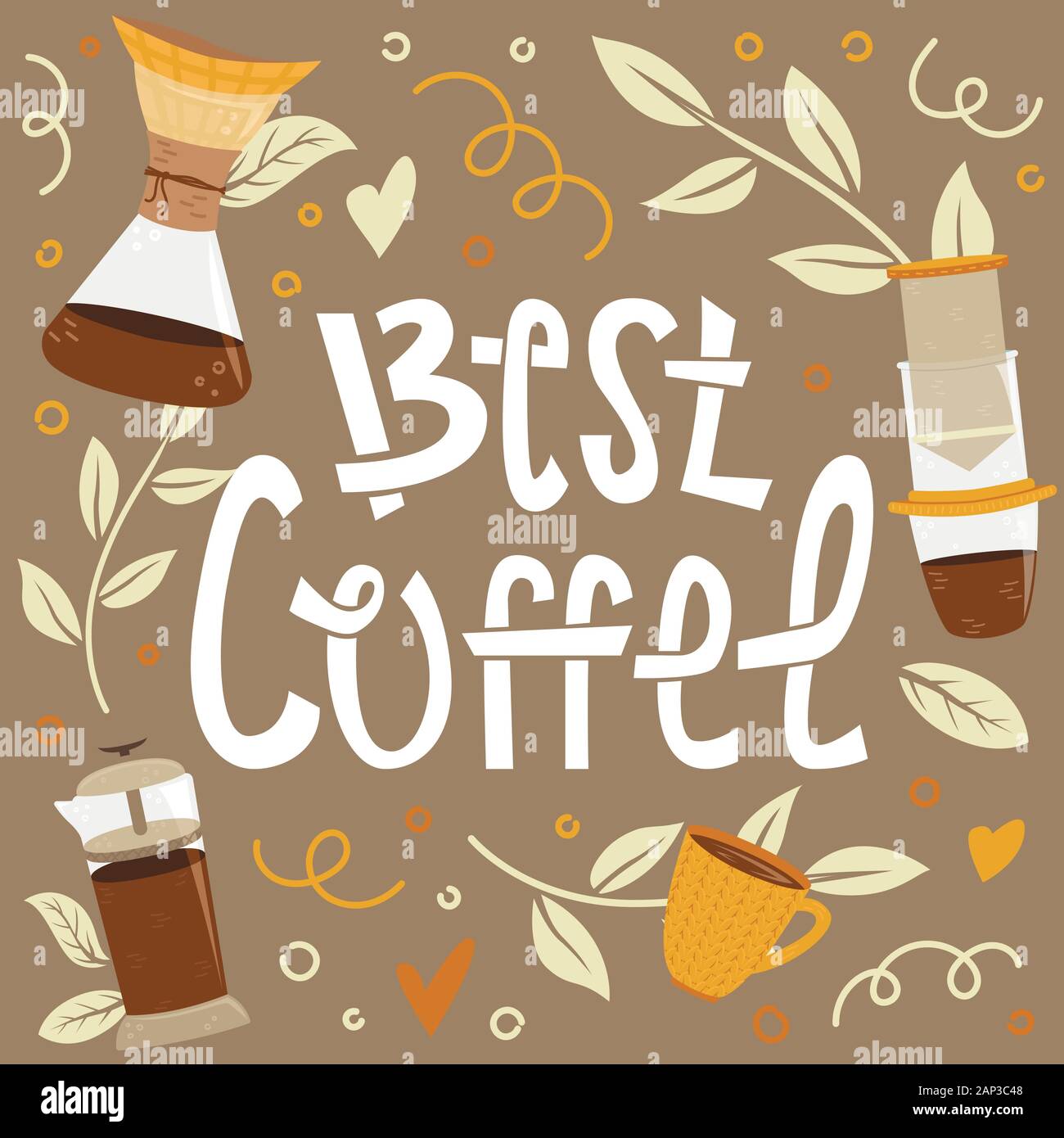 Sloppy coffee lettering - Best coffee. Creative phrase with Alternative ...
