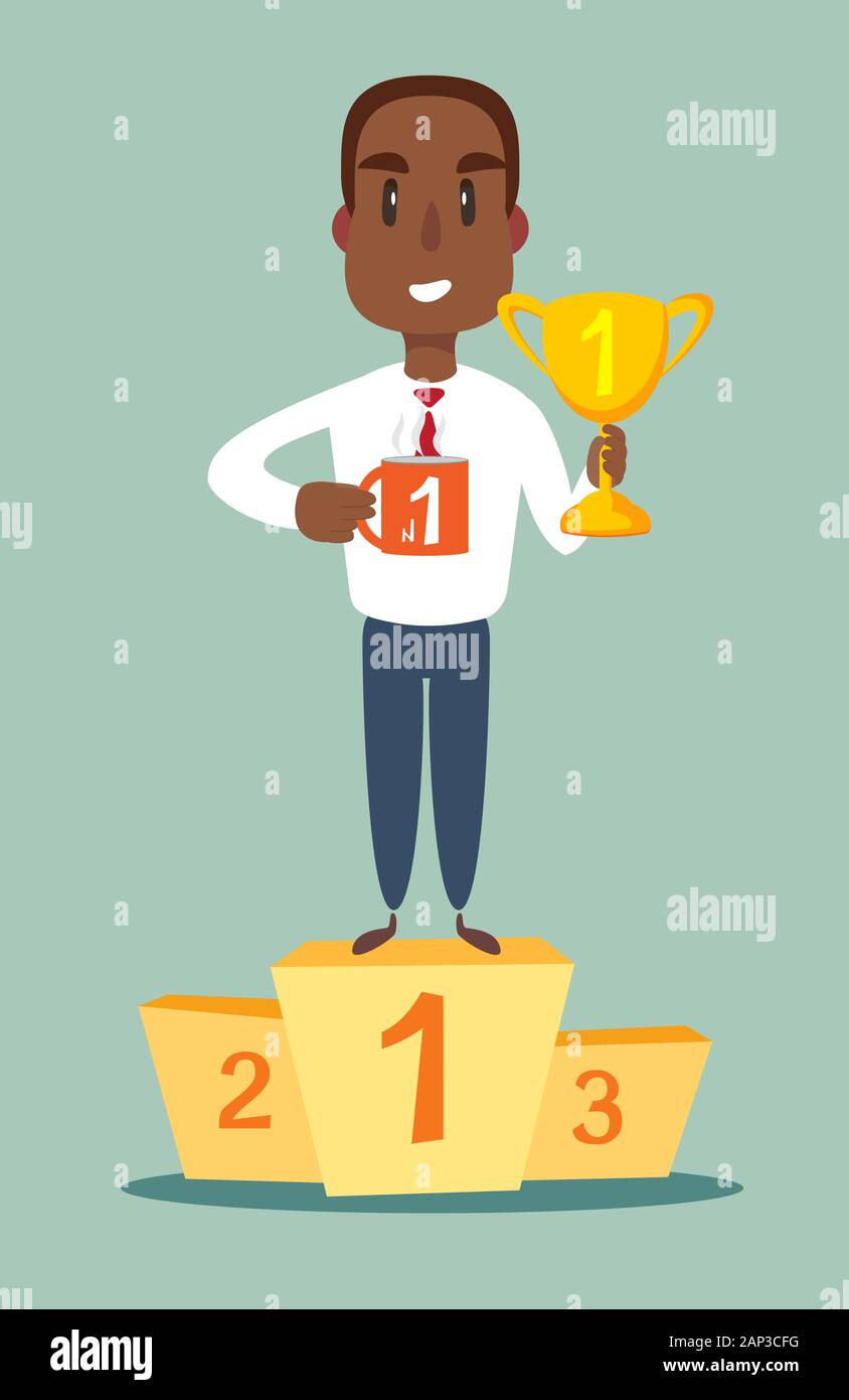 Cartoon illustration man on podium hi-res stock photography and images ...