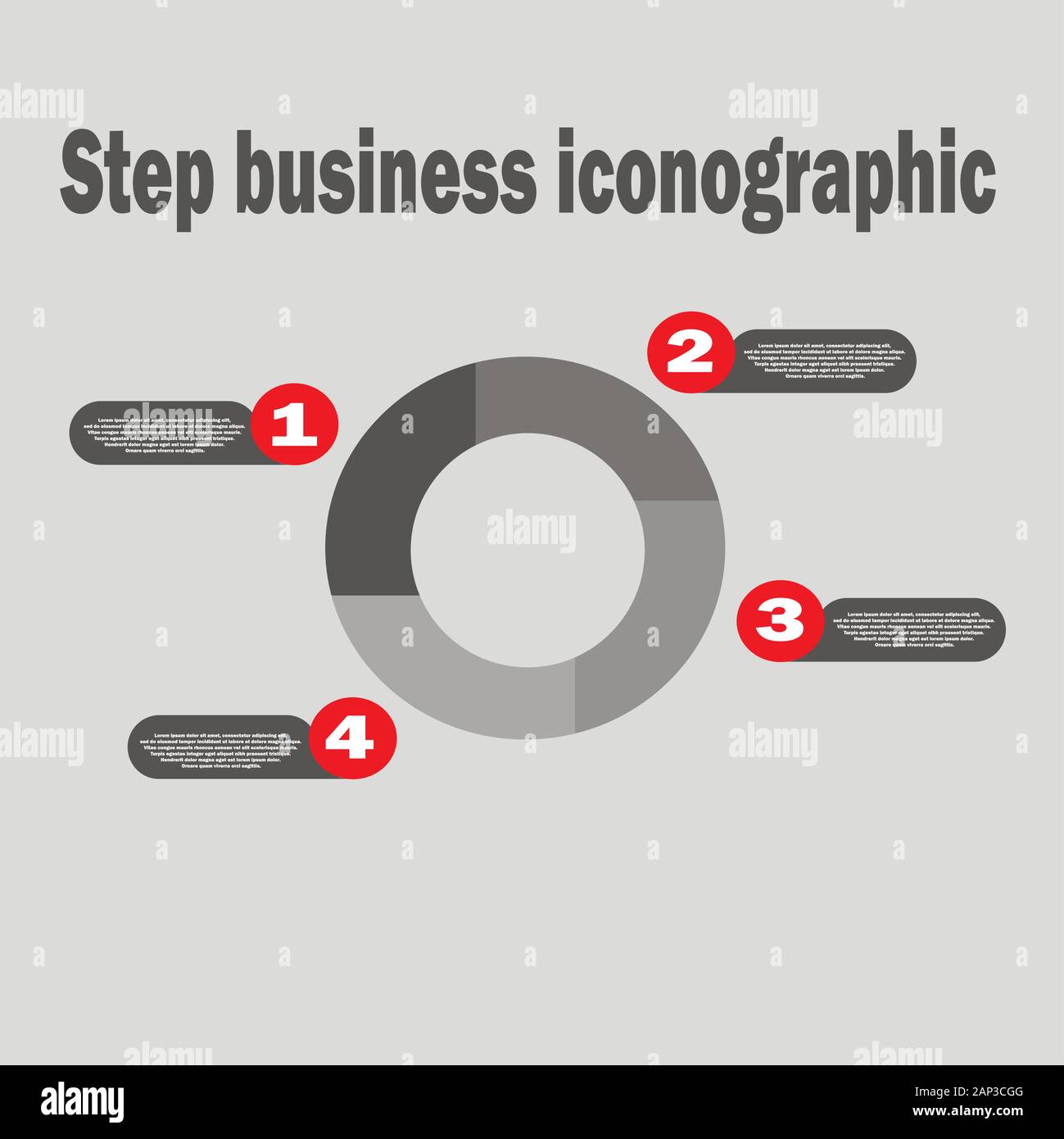 Pie four-part business diagram with description, infographics. Analysis ...