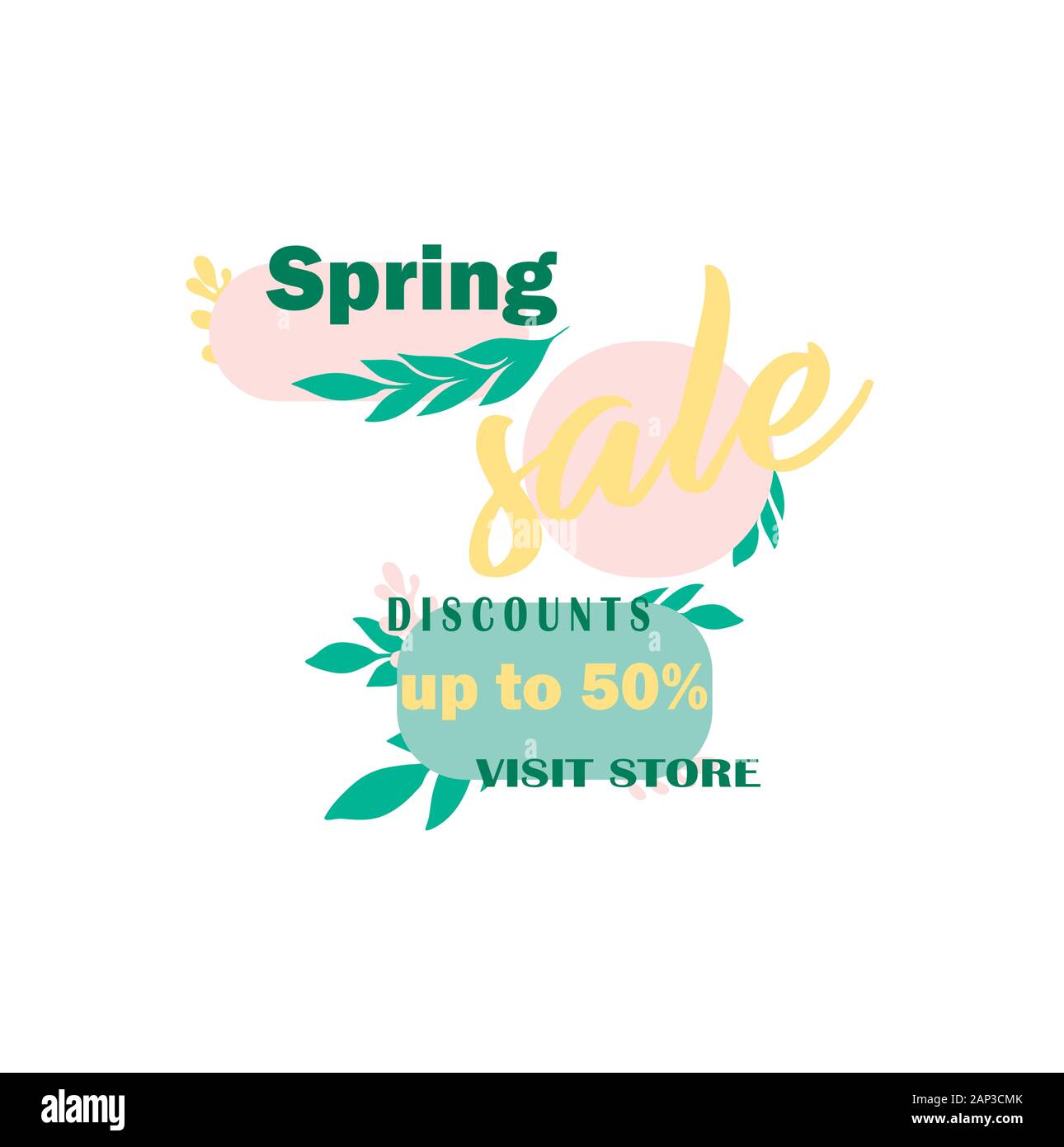Colorful vector logo spring discounts and sales with trend design ...