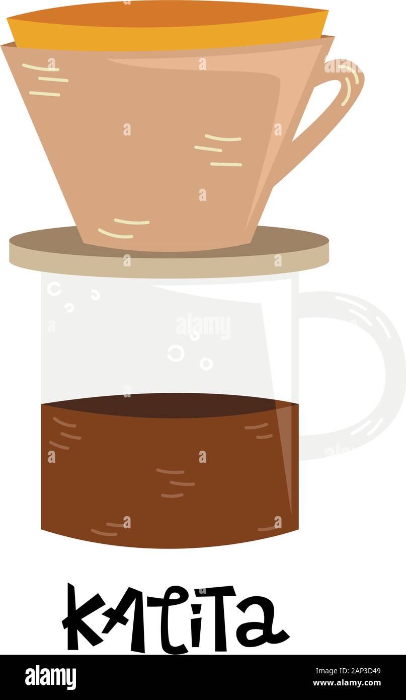 Flat vector kalita. Alternative methods of brewing coffee. Coffee culture Stock Vector Image ...