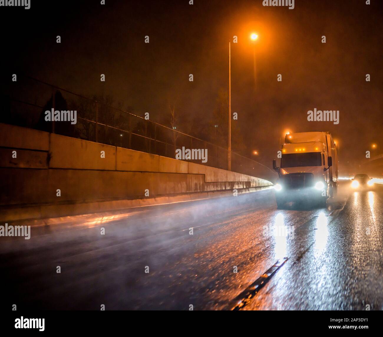 Big powerful bonnet rig industrial grade semi truck with loaded semi ...