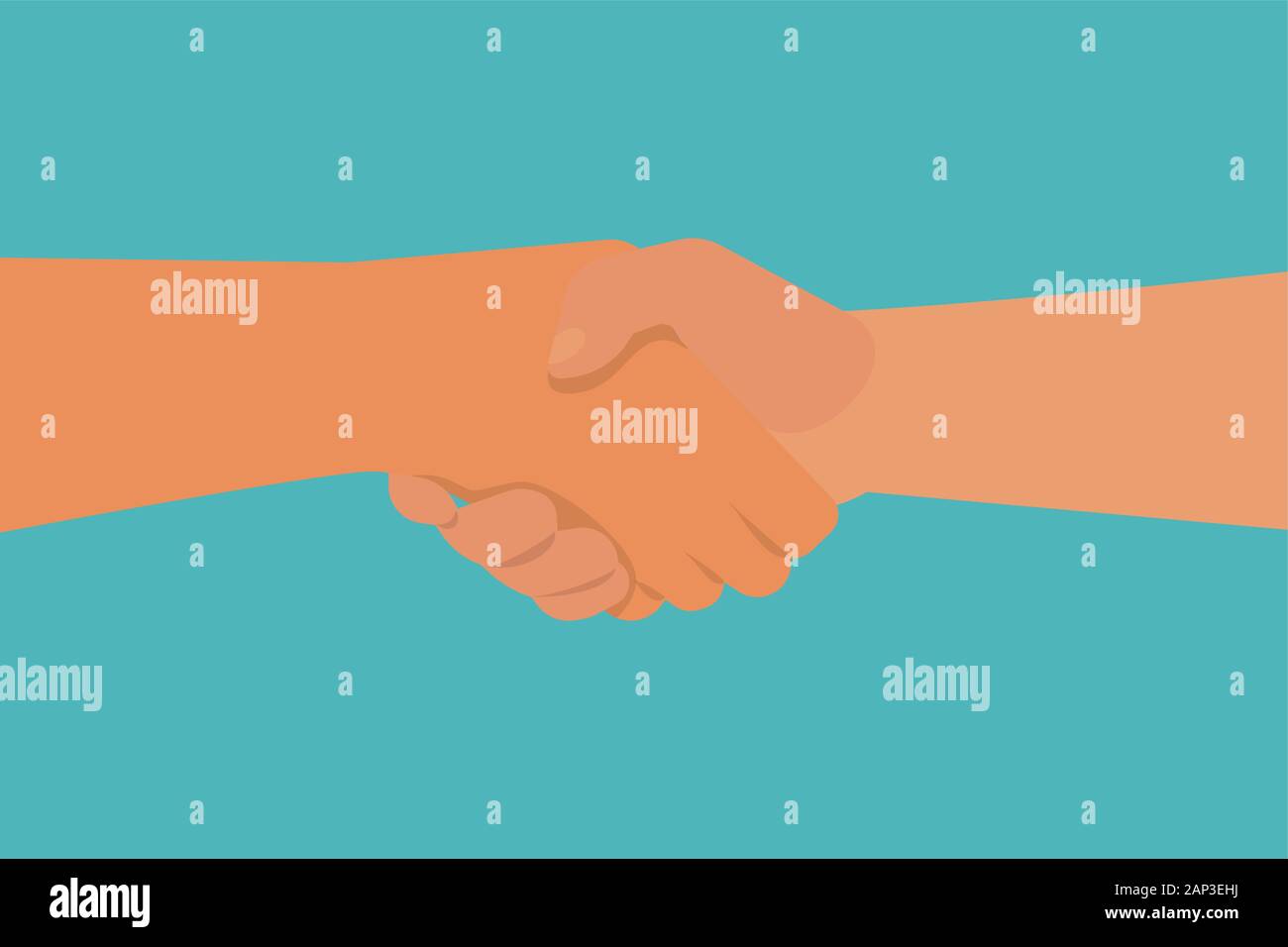 Hand shake. Blue background. Flat vector illustration Stock Vector ...