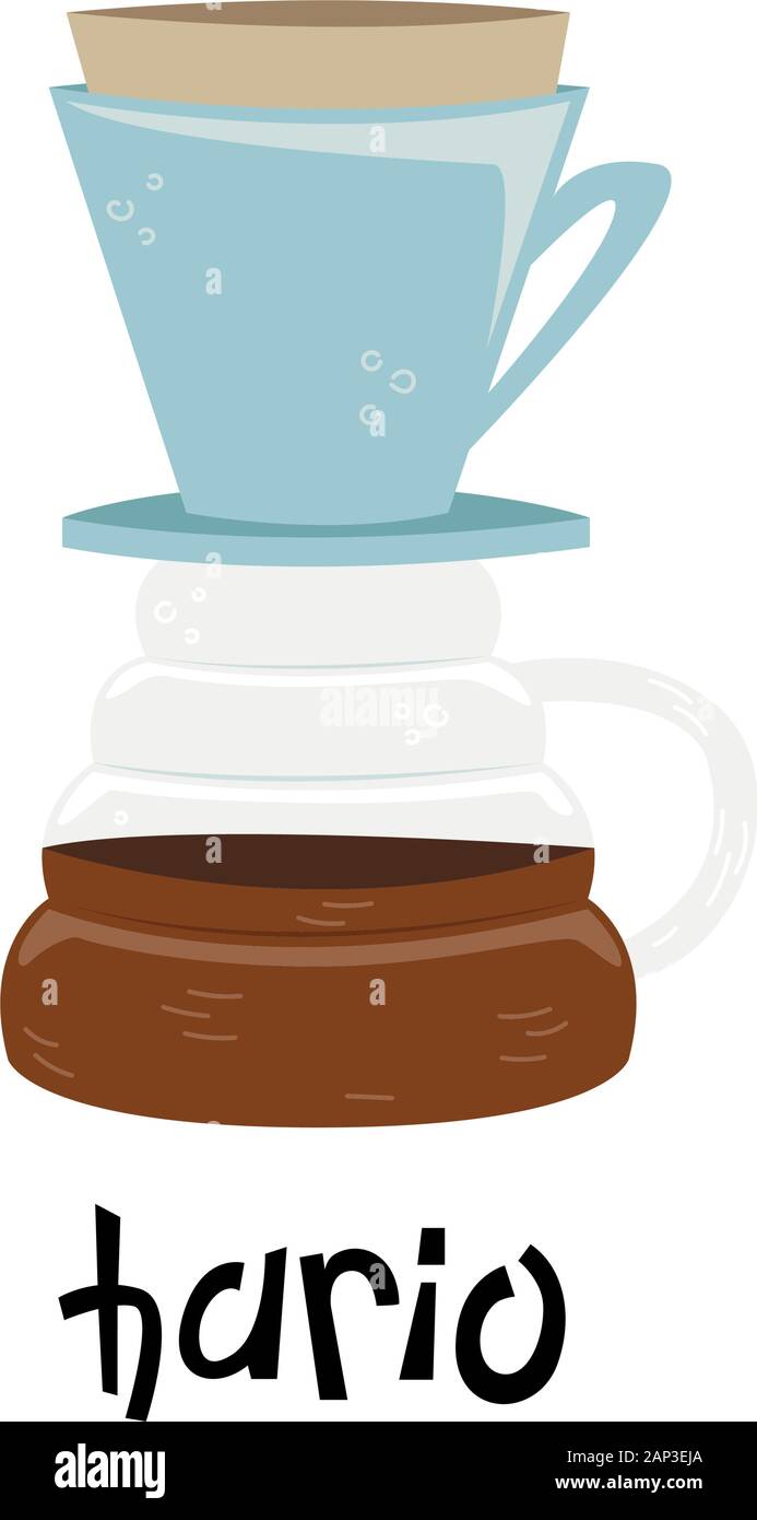 Flat vector hario. Alternative methods of brewing coffee. Coffee culture Stock Vector Image ...