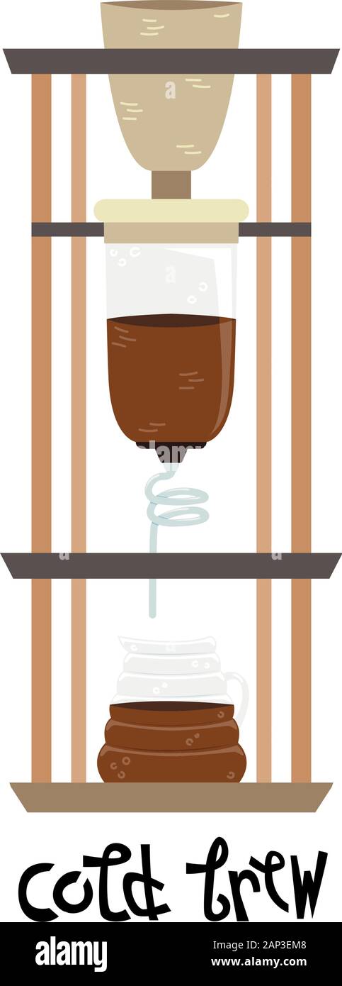 Flat vector cold brew. Alternative methods of brewing coffee. Coffee ...