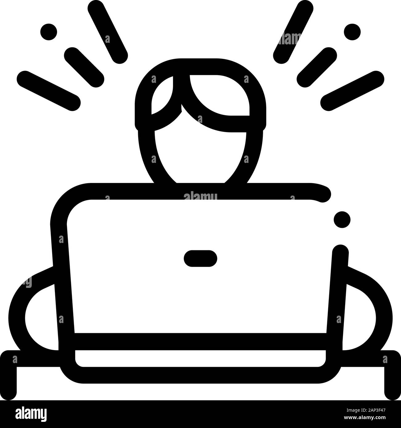 Stress Work Man Icon Vector Outline Illustration Stock Vector Image ...