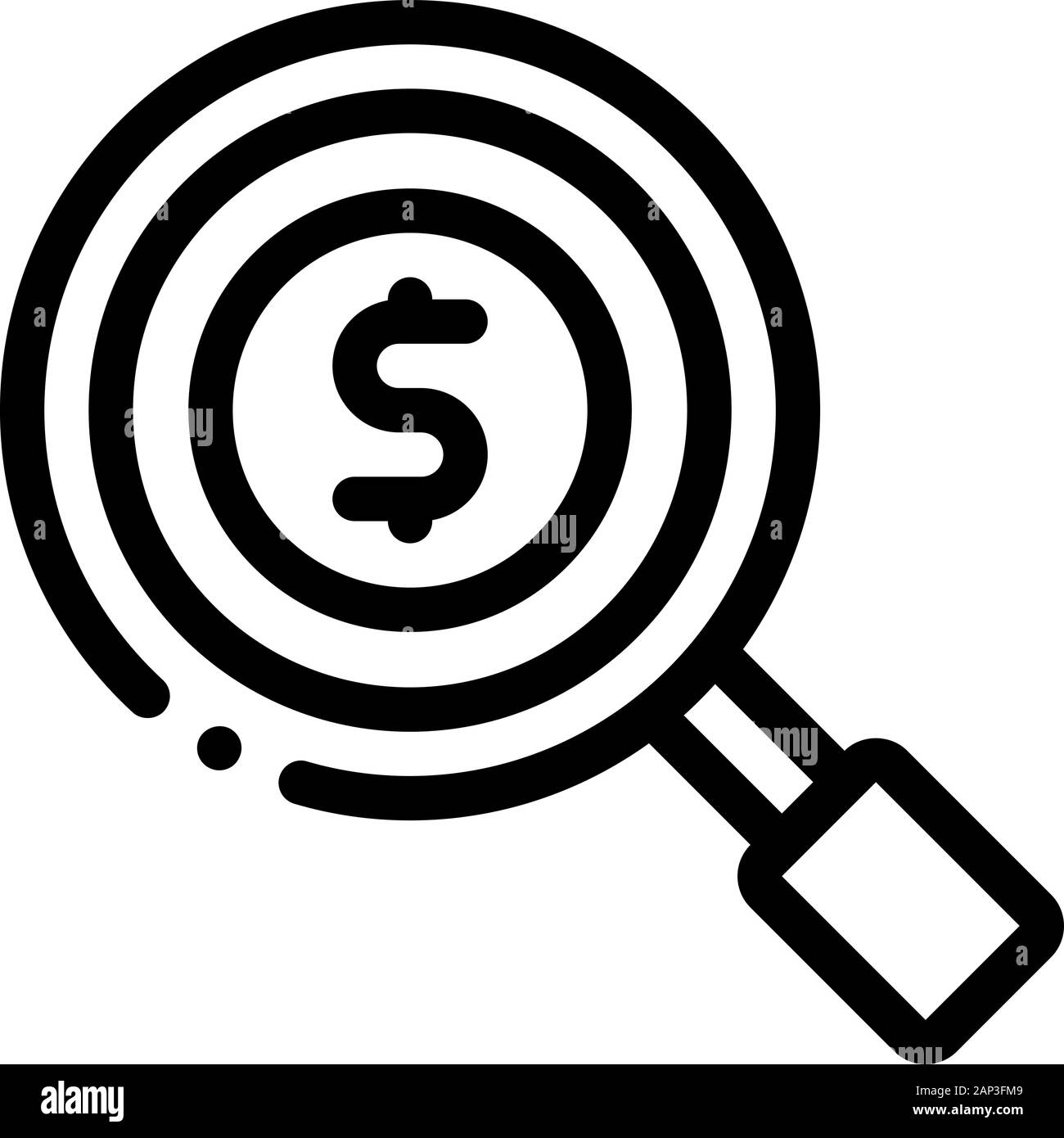 Magnifier Money Icon Vector Outline Illustration Stock Vector Image ...