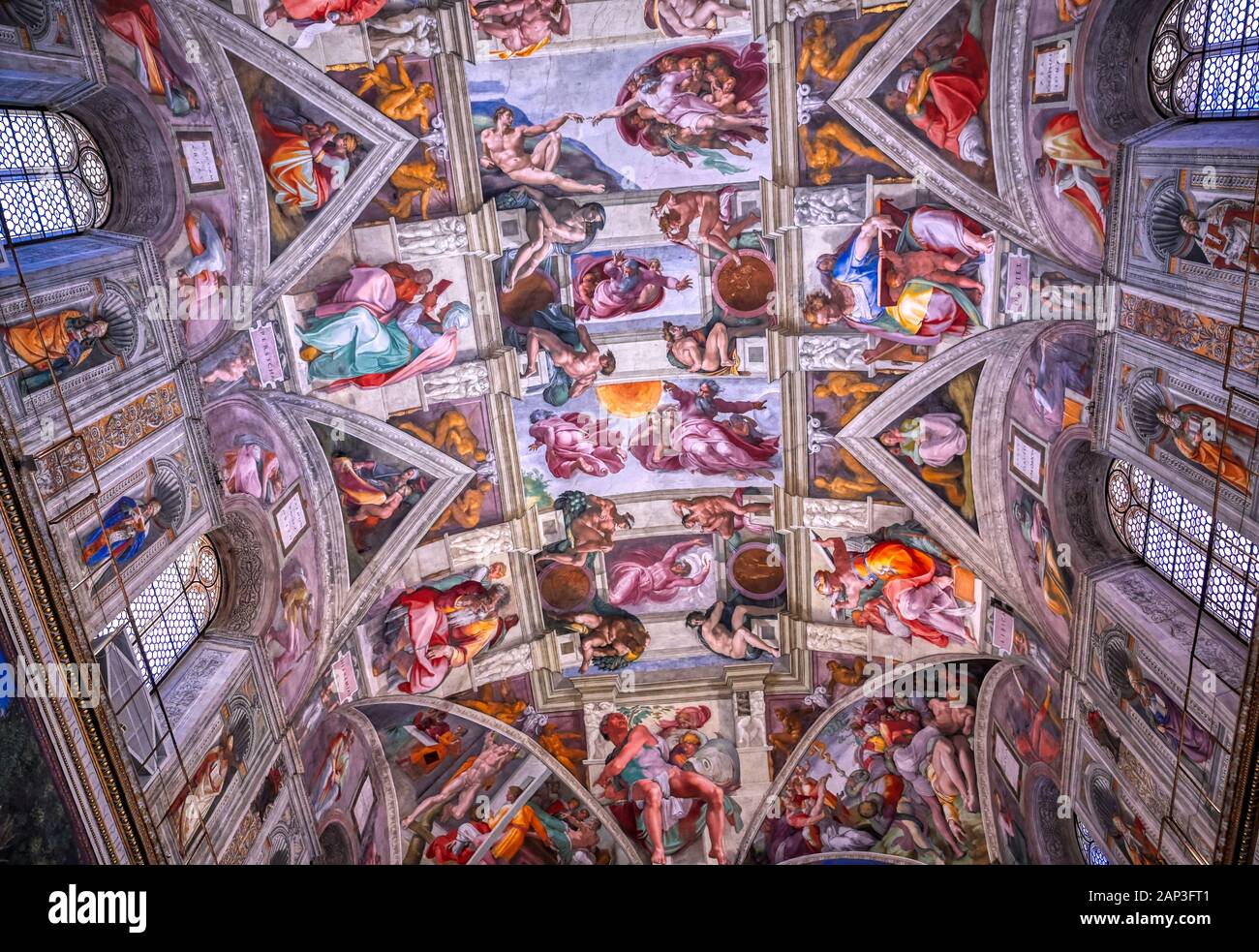 Vatican City, Vatican - May 31, 2019 - Ceiling of the Sistine chapel ...