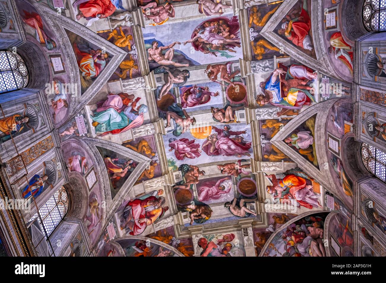 Vatican City, Vatican - May 31, 2019 - Ceiling of the Sistine chapel ...