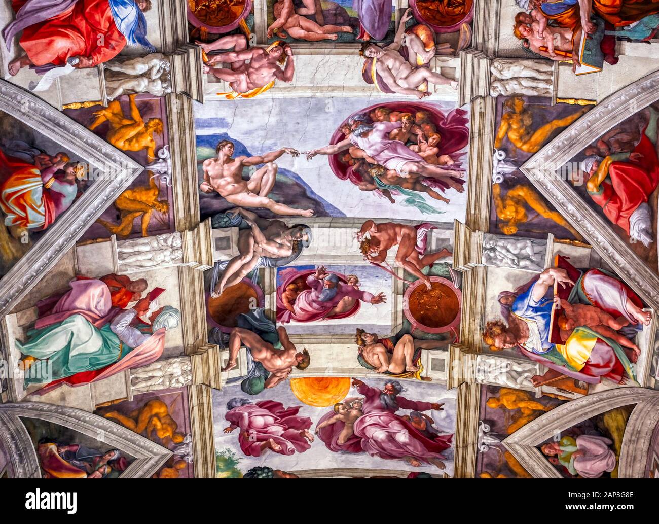 Vatican City, Vatican - May 31, 2019 - Ceiling of the Sistine chapel ...