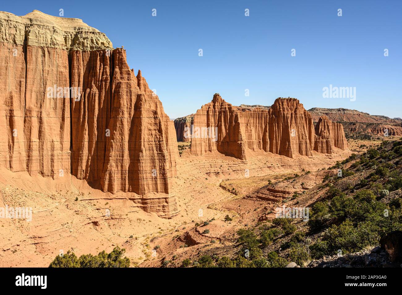 Cathedral Valley Formations in a row in Capitol Reef Stock Photo - Alamy