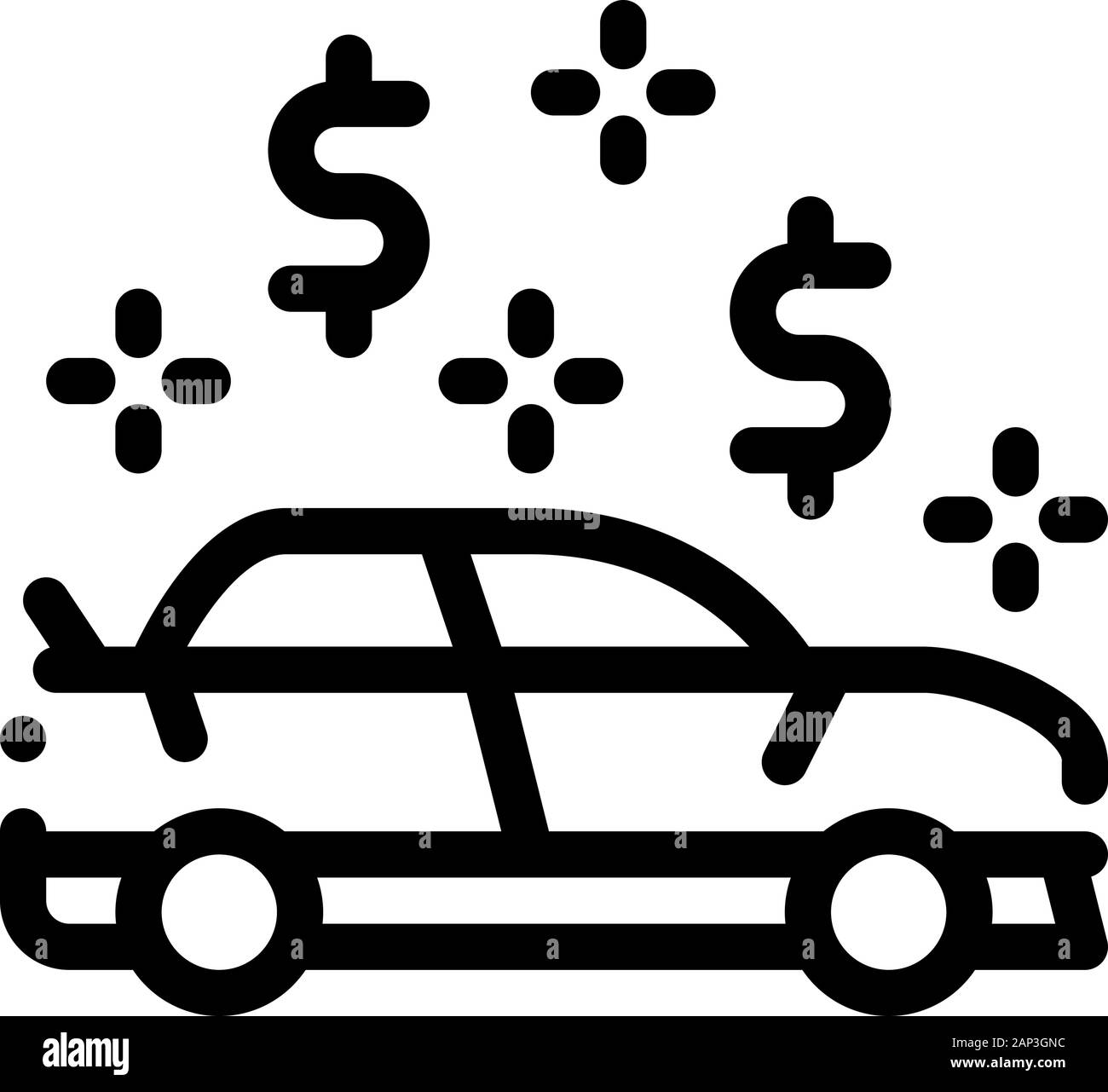 Car Dollar Mark Icon Vector Outline Illustration Stock Vector Image ...