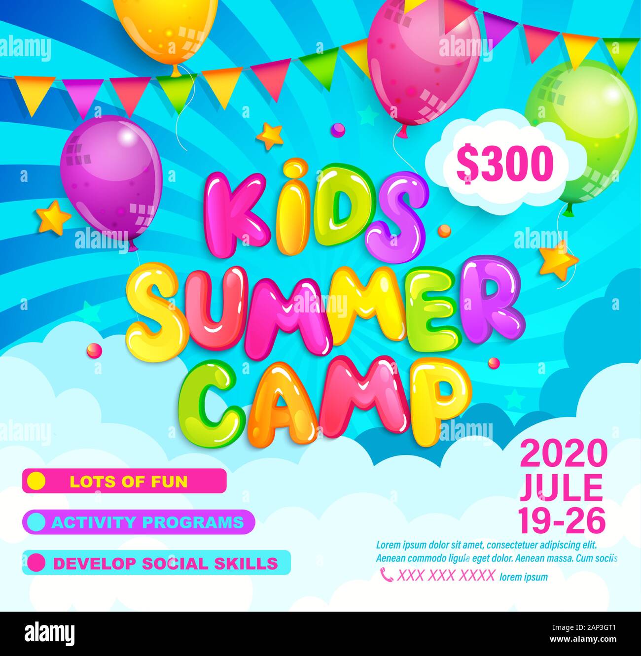 Kids Summer camp invitation flyer Stock Vector Image & Art - Alamy