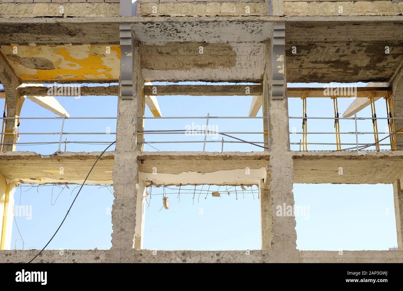 A building in reconstruction, bare frame structure and construction ...