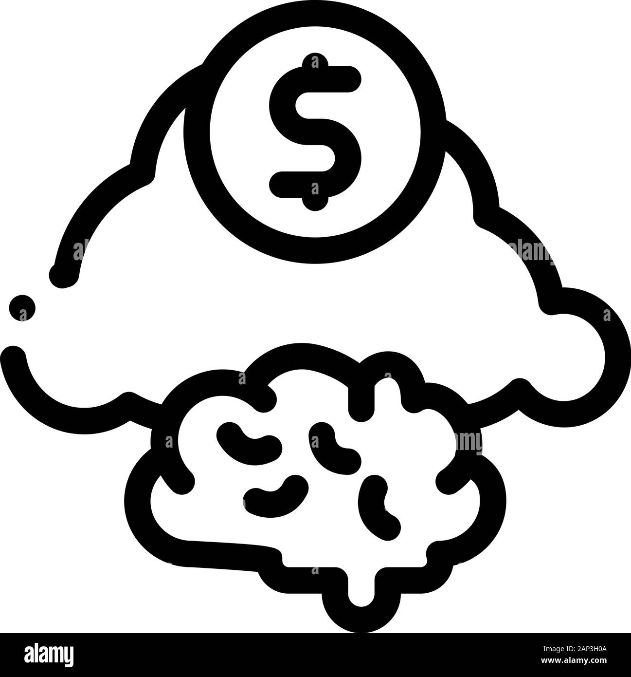 Brain Cloud Money Icon Vector Outline Illustration Stock Vector Image ...