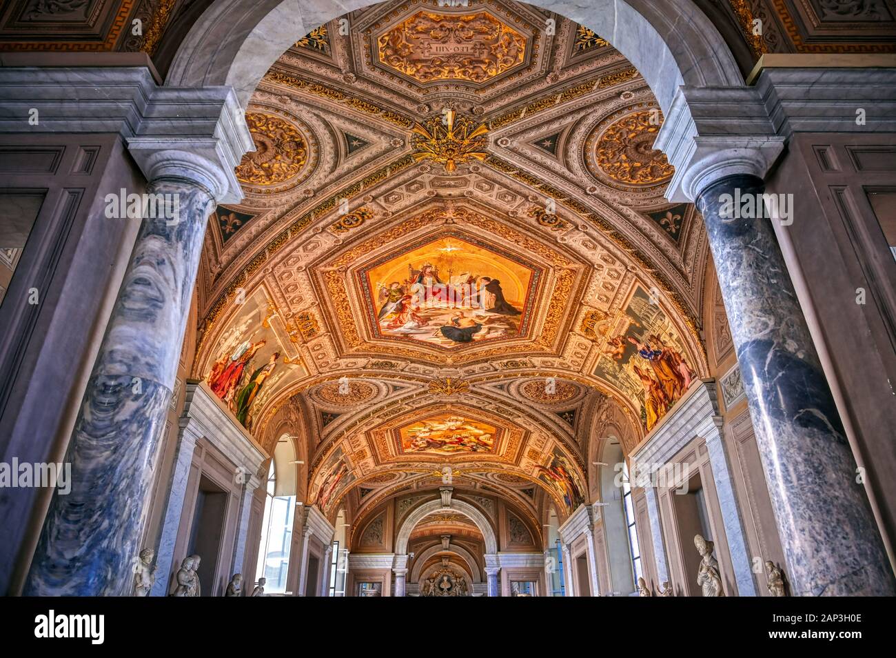 Vatican City, Vatican - May 31, 2019 - Paintings on the walls and the ...