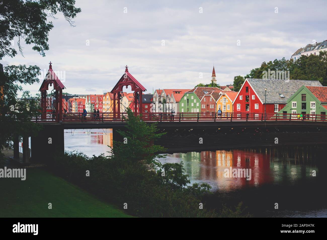 Summer sunny view of Trondheim, a city and municipality in Trondelag ...