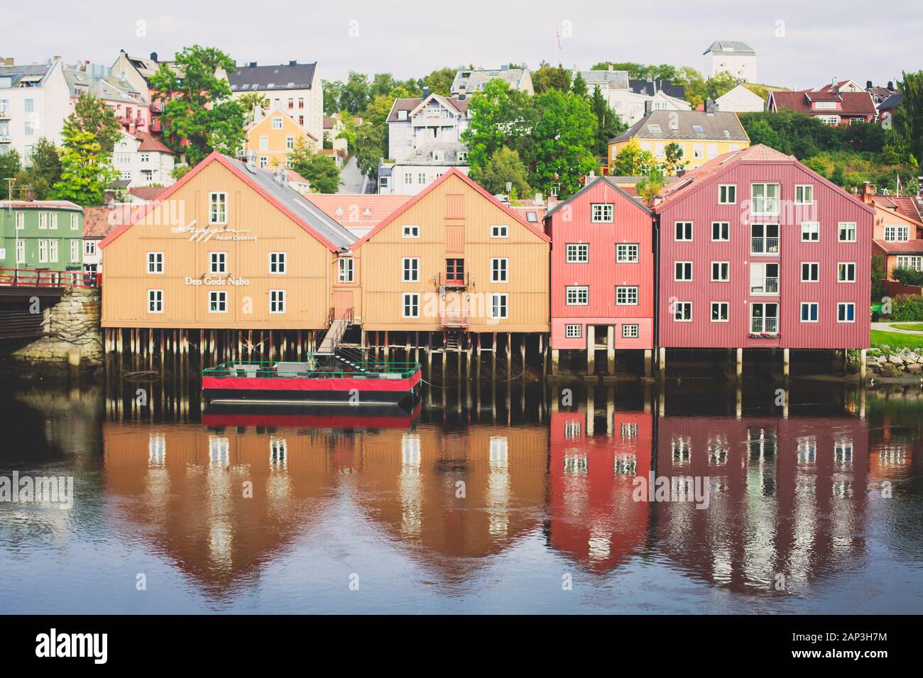 Summer sunny view of Trondheim, a city and municipality in Trondelag ...