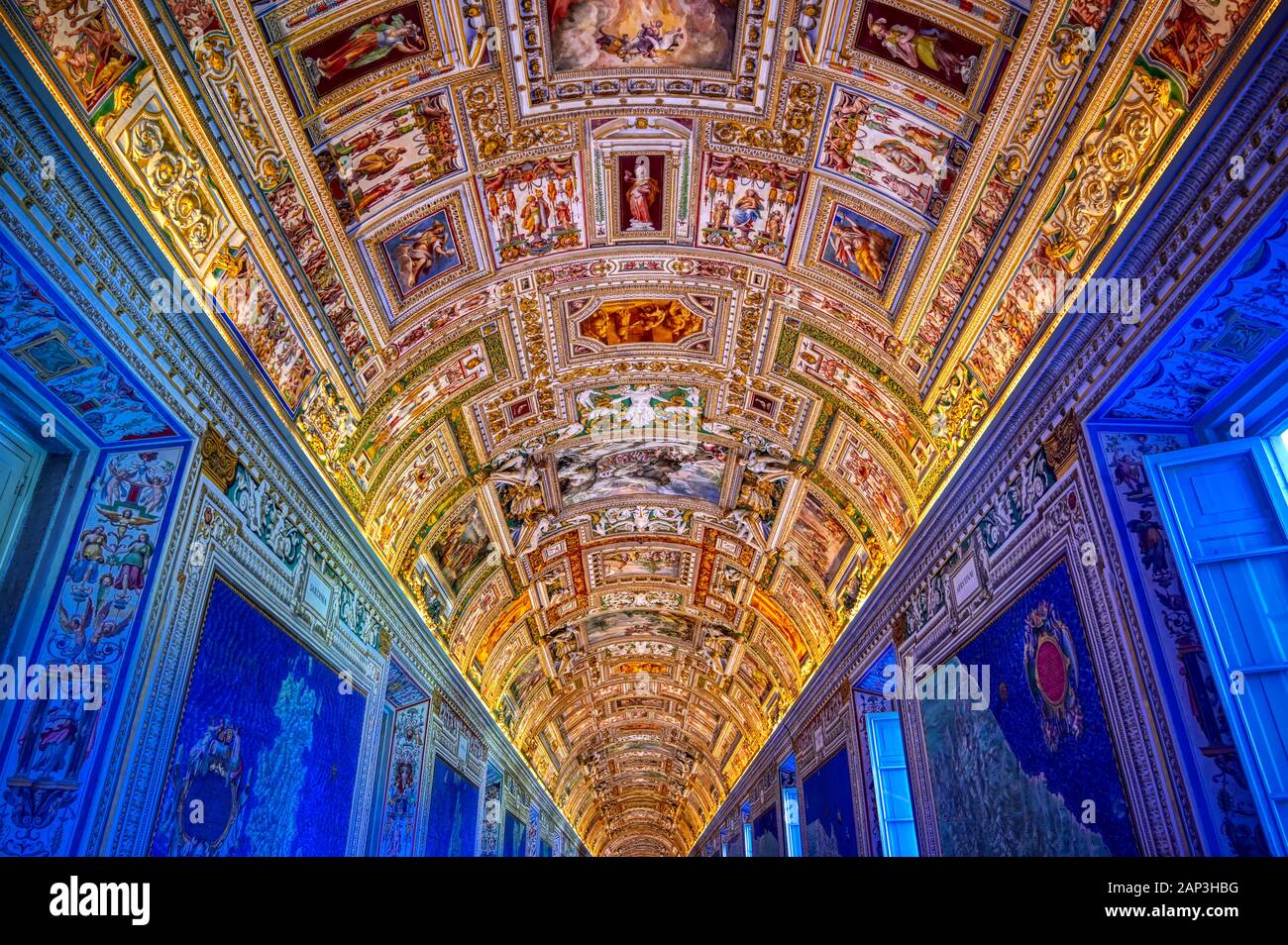 Vatican City, Vatican - May 31, 2019 - Paintings on the walls and the ...