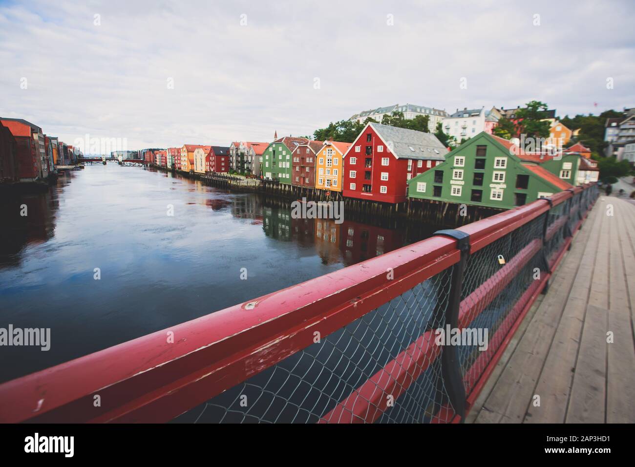 Summer sunny view of Trondheim, a city and municipality in Trondelag ...