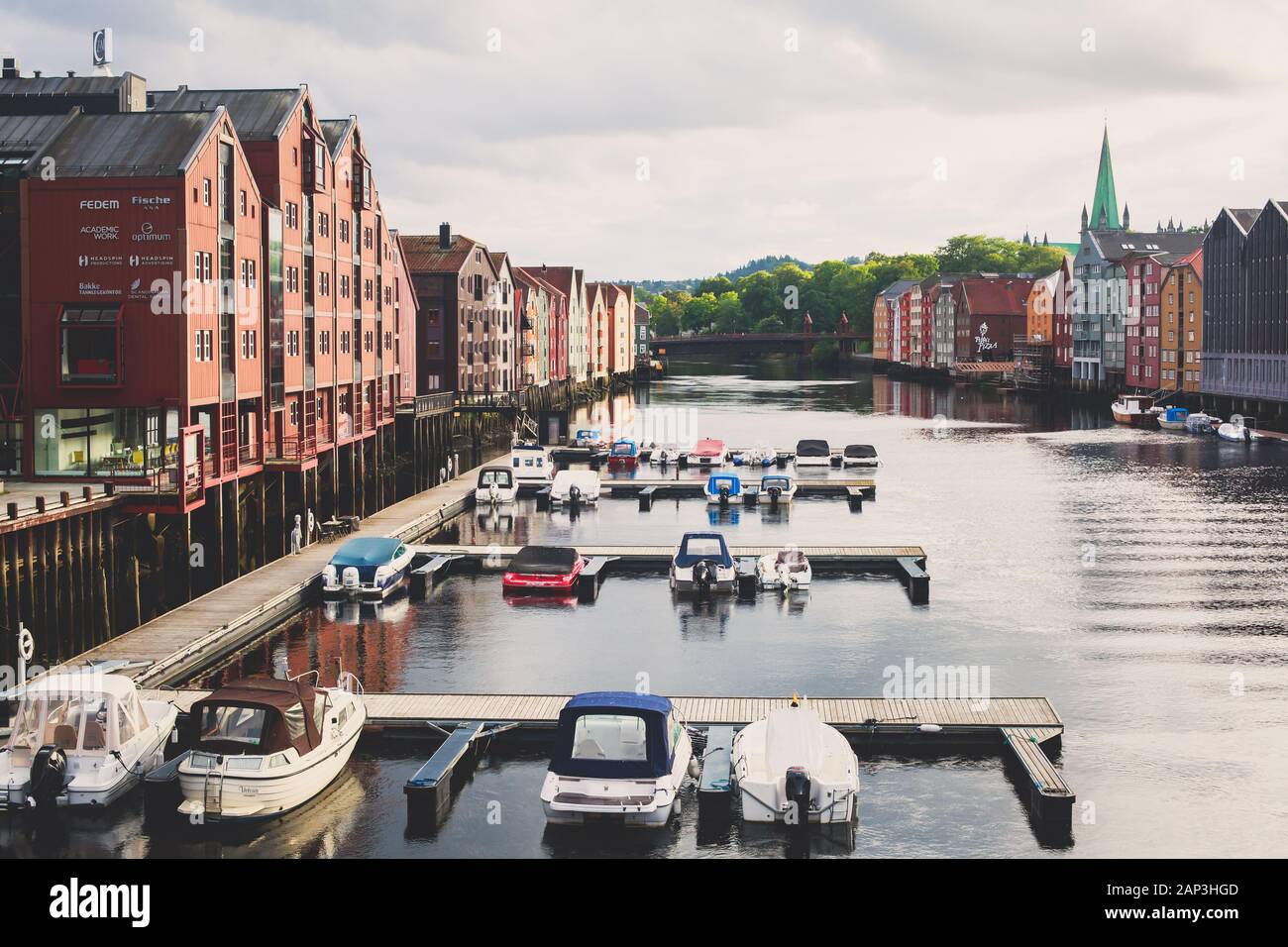 Summer sunny view of Trondheim, a city and municipality in Trondelag ...