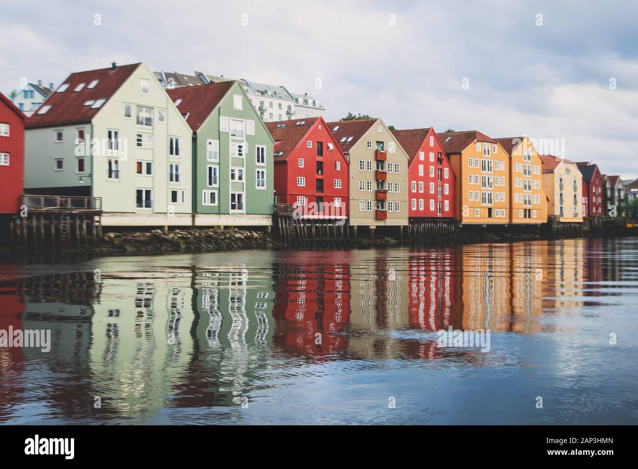 Summer sunny view of Trondheim, a city and municipality in Trondelag ...