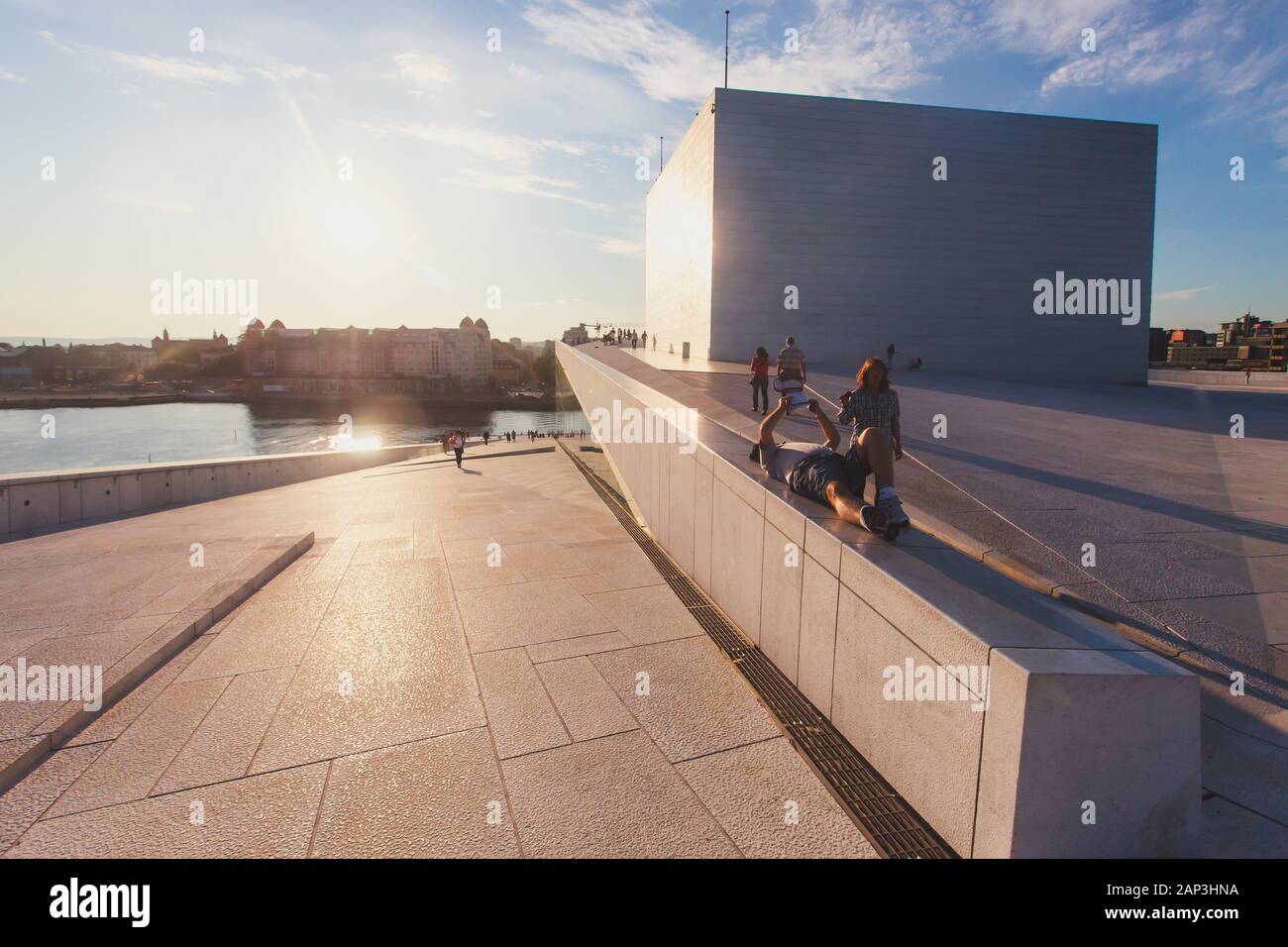View of Oslo city, capital of Norway, with Sentrum borough, new ...
